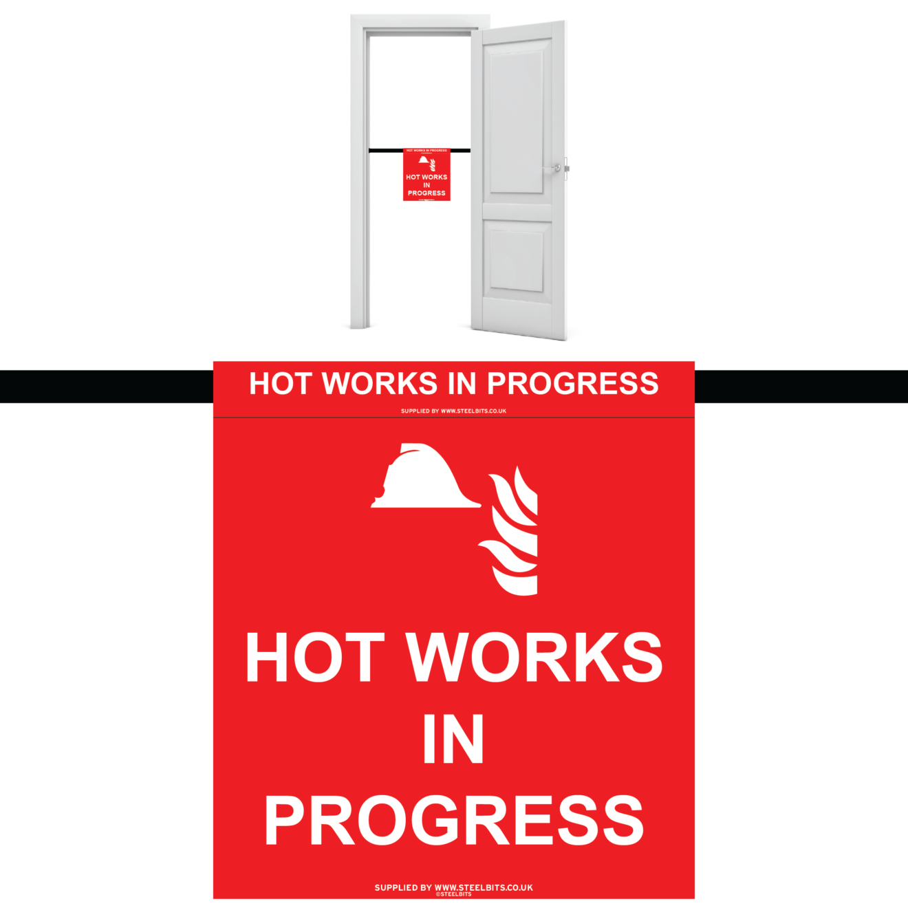 Doorway Sign - Hot Works in Progress - Steelbits