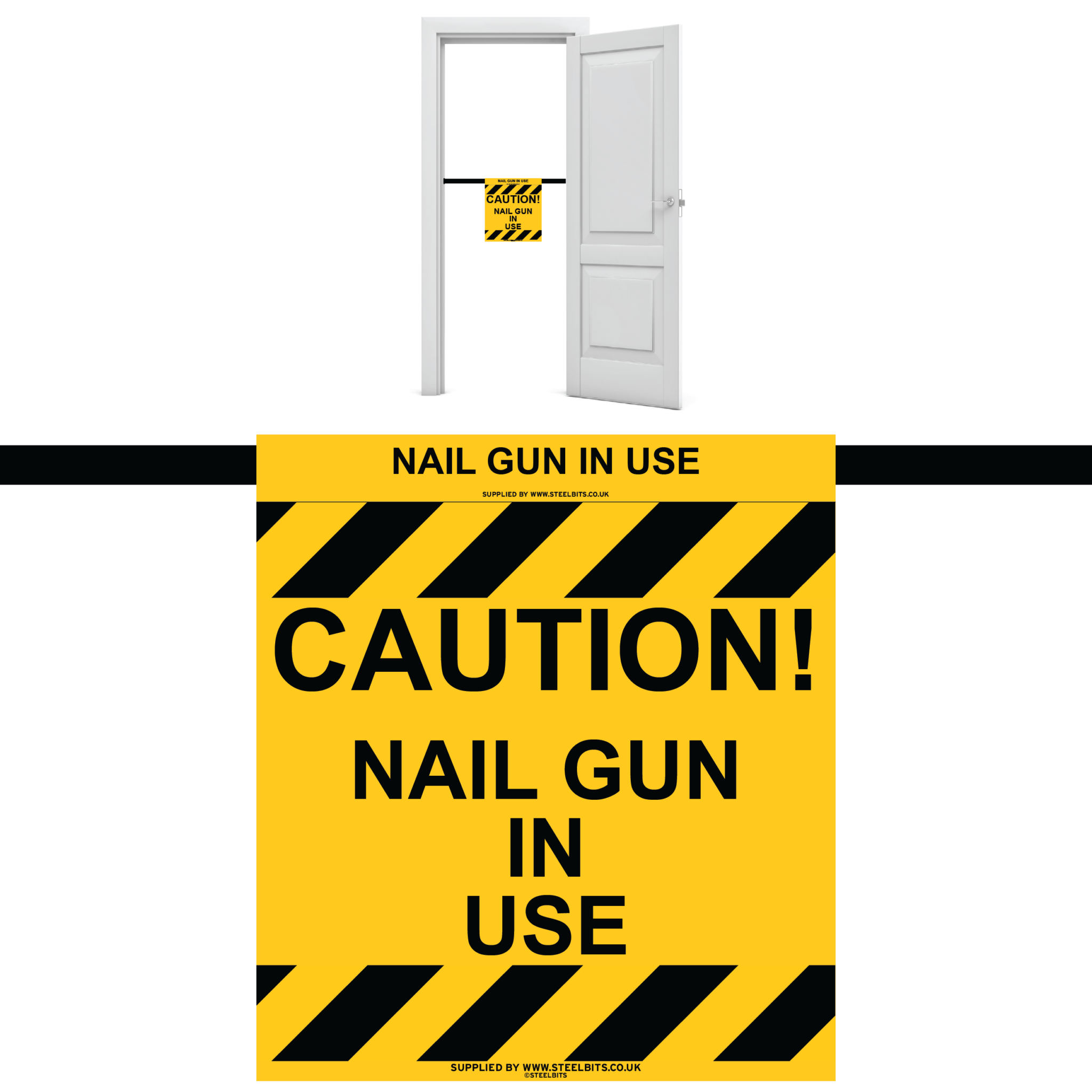 Doorway Sign - Nail Gun in Use - Steelbits
