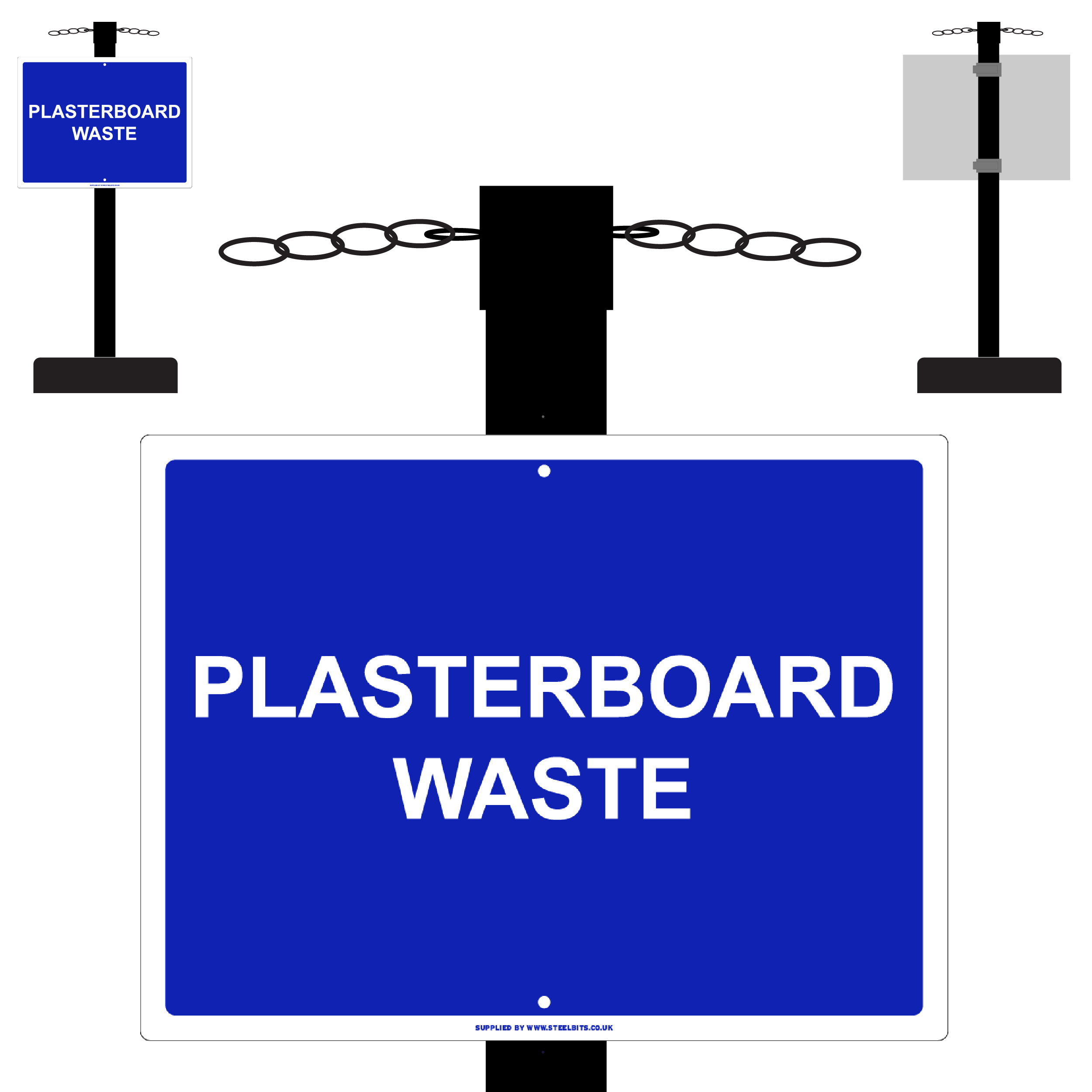 Pole Sign - Plasterboard Waste - Steelbits
