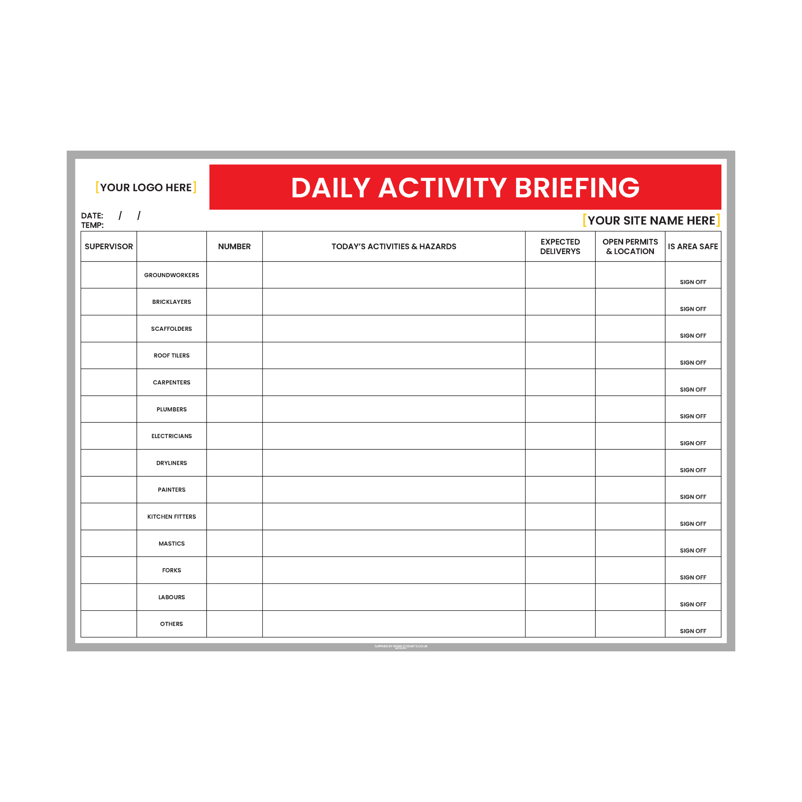 Daily Activity Briefing - Steelbits